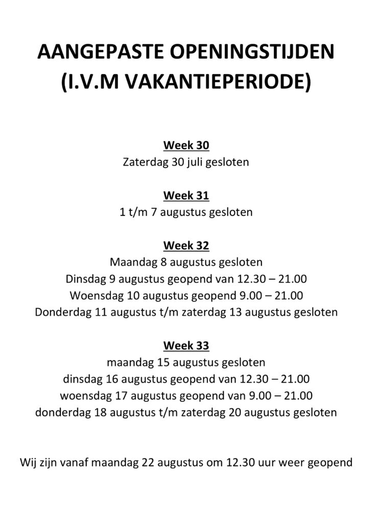 Aangepaste openingstijden zomervakantie | Be You skincare